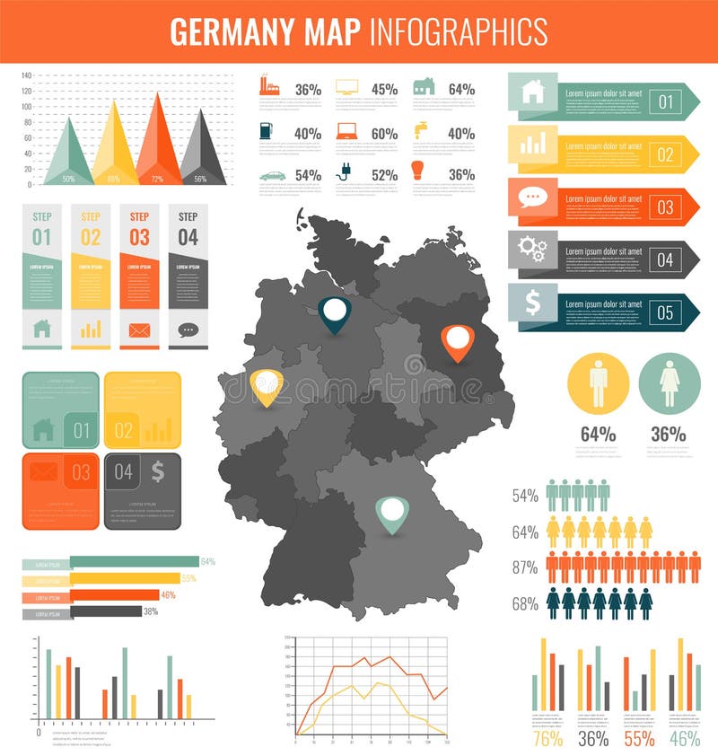 Germany Map with Infographic Elements. Infographics Layouts Stock ...
