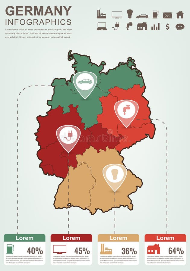 Germany Map with Infographic Elements. Infographics Layouts Stock ...