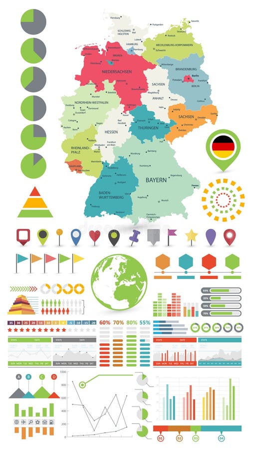 Germany Map and Infographics Design Elements. on White Stock Vector ...