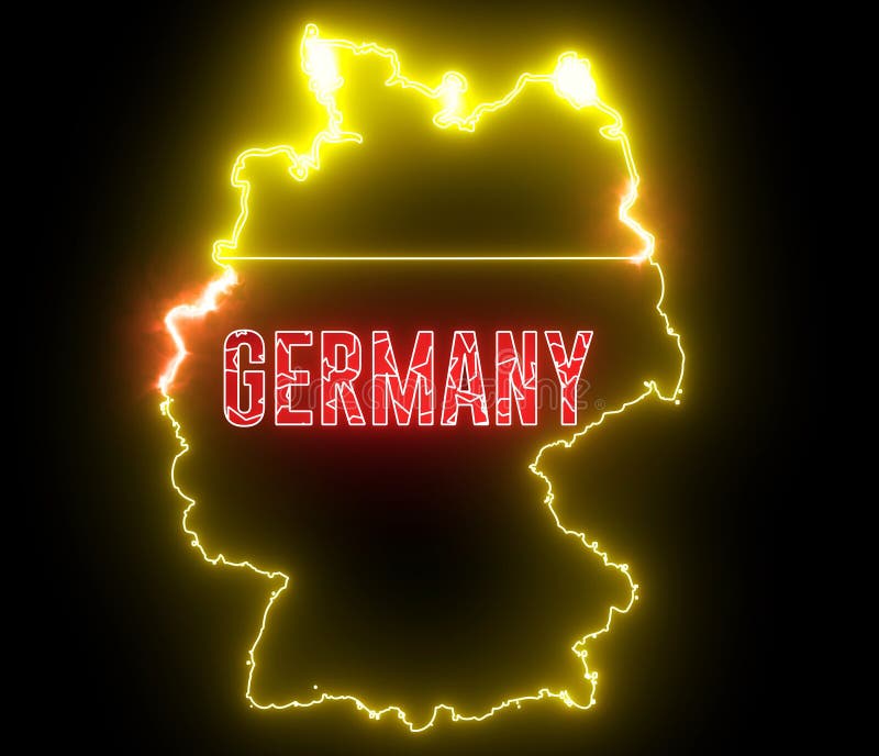 Germany Map with Neon Light. Creative Design of German Country with ...