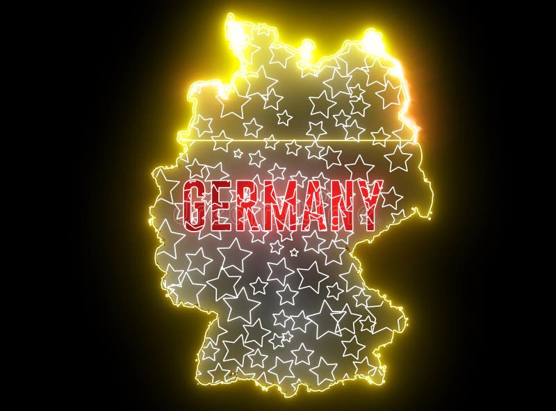 Germany Map with Neon Light. Creative Design of German Country with ...