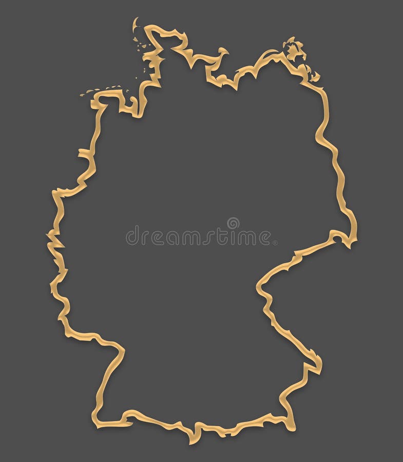 Germany Map in Picture Frame Look with Golden Brown Outline Shape Stock ...