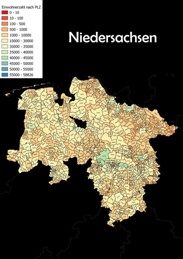 Germany Map Population by Zip Code Map Nordrhein - Westfalen Stock ...