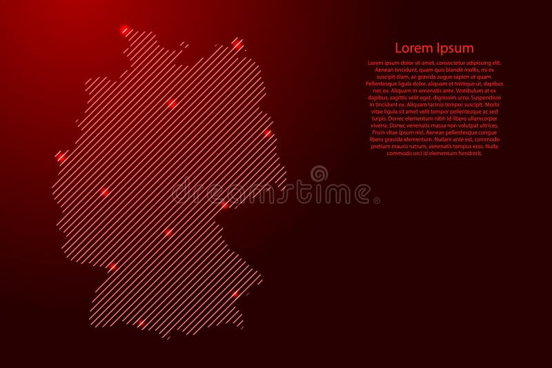 Germany Map from Red Pattern Slanted Parallel Lines and Glowing Space ...