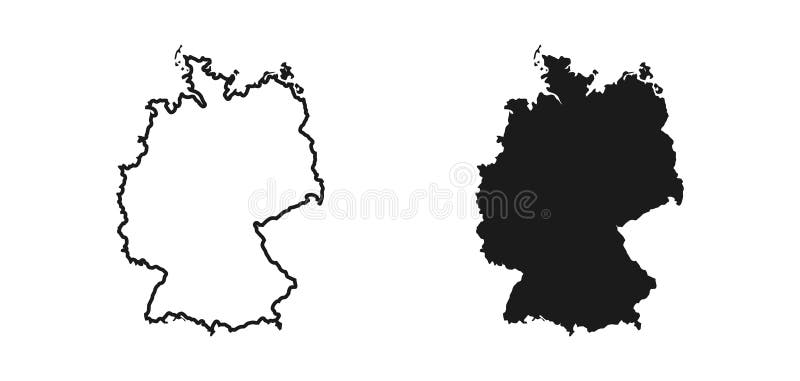 Germany Map Silhouette Linear and Black Illustration. Vector Stock ...