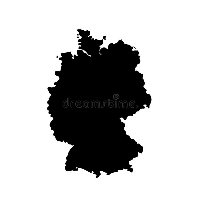 Germany Map Silhouette Vector Isolated on White Background Stock ...