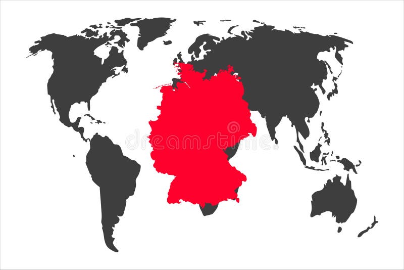 Germany Map on a World Map. EPS 10 Stock Illustration - Illustration of ...