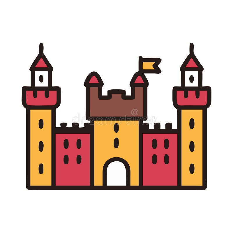 Germany Medieval Castle with Red Towers Stock Illustration ...