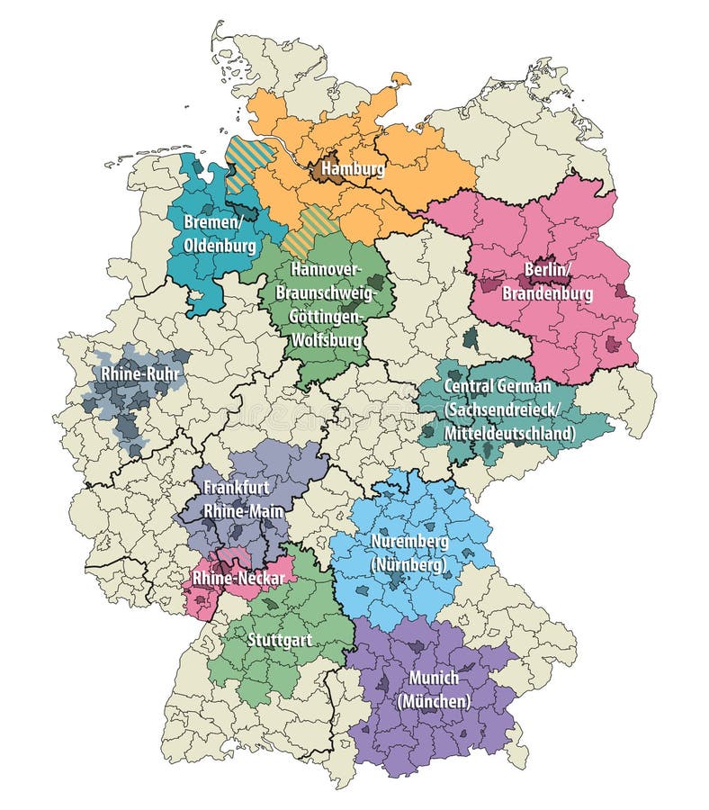 The Rhine-Ruhr Metropolitan Region Vector Map with Largest Cities ...