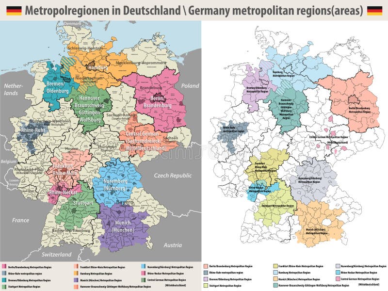 Rhine-Ruhr Metropolitam Area Vector Map With Largest Cities Skylines ...
