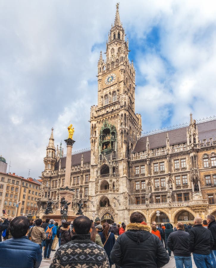 Germany, Munich - MAR 12 : New Town Hall. Mariinsky Column on March 12 ...
