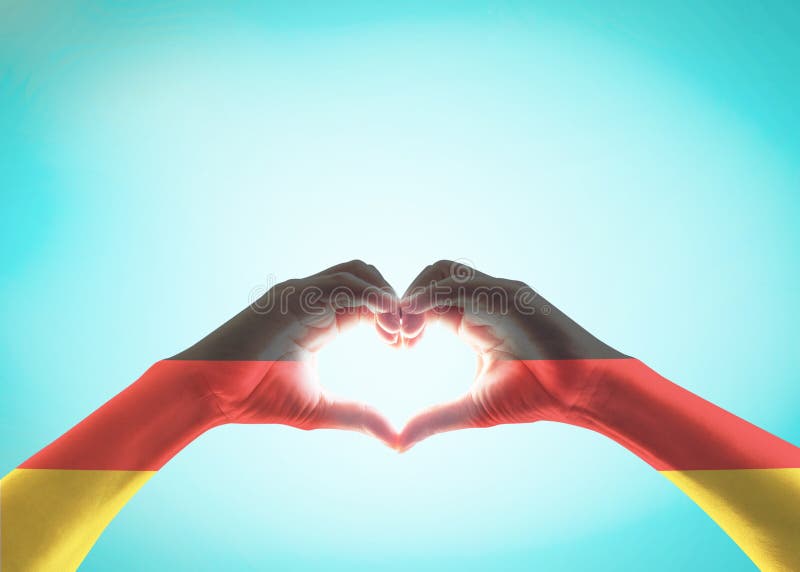 Germany National Flag on People Heart Shape Hands Stock Photo - Image ...