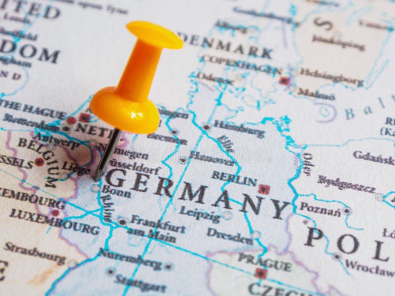GERMANY Pin Marked on the World Map Stock Photo - Image of macro ...