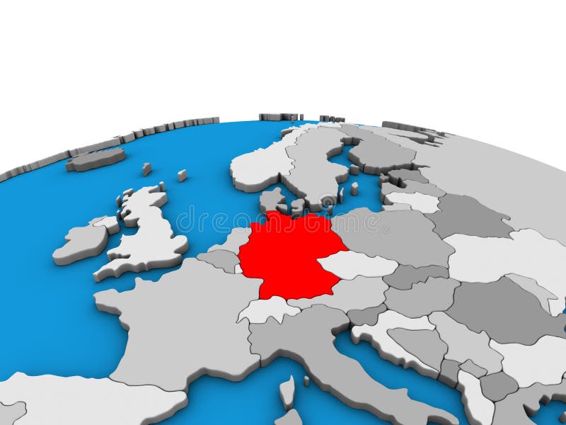 Map of Germany on 3D globe stock illustration. Illustration of ...