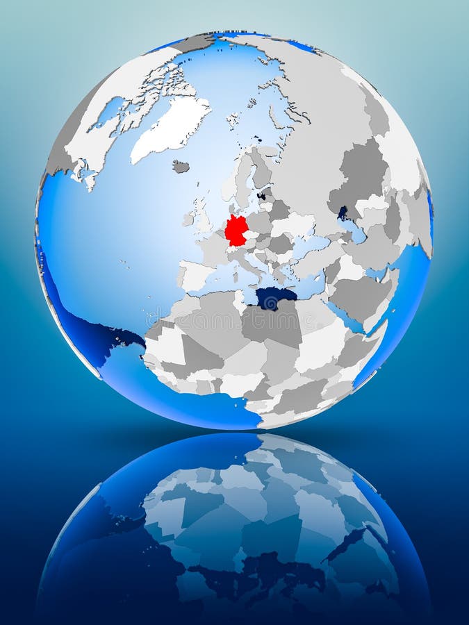 Germany on Political Globe with Flag Stock Illustration - Illustration ...