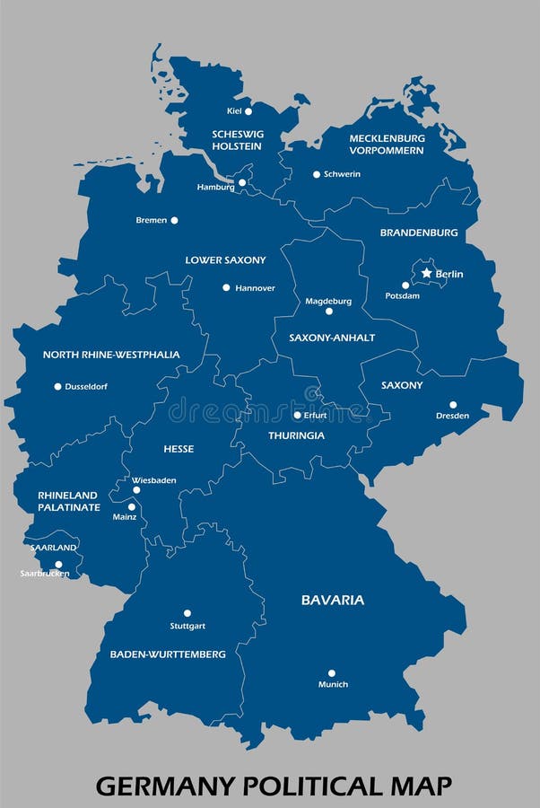 Germany Political Map Divide by State Colorful Outline Simplicity Style ...