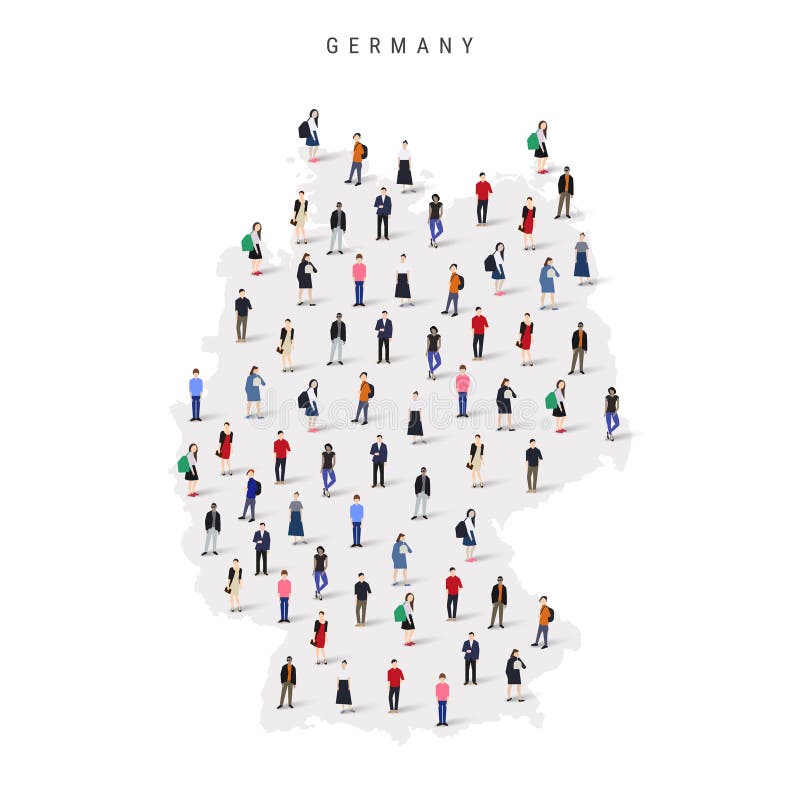 Germany Population Map. Large Group of People in a Shape of German Map ...