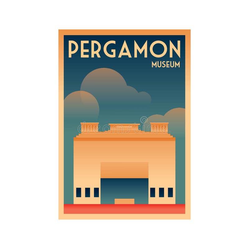 Germany Poster Design - Pergamon Museum. Vector Illustration Decorative ...