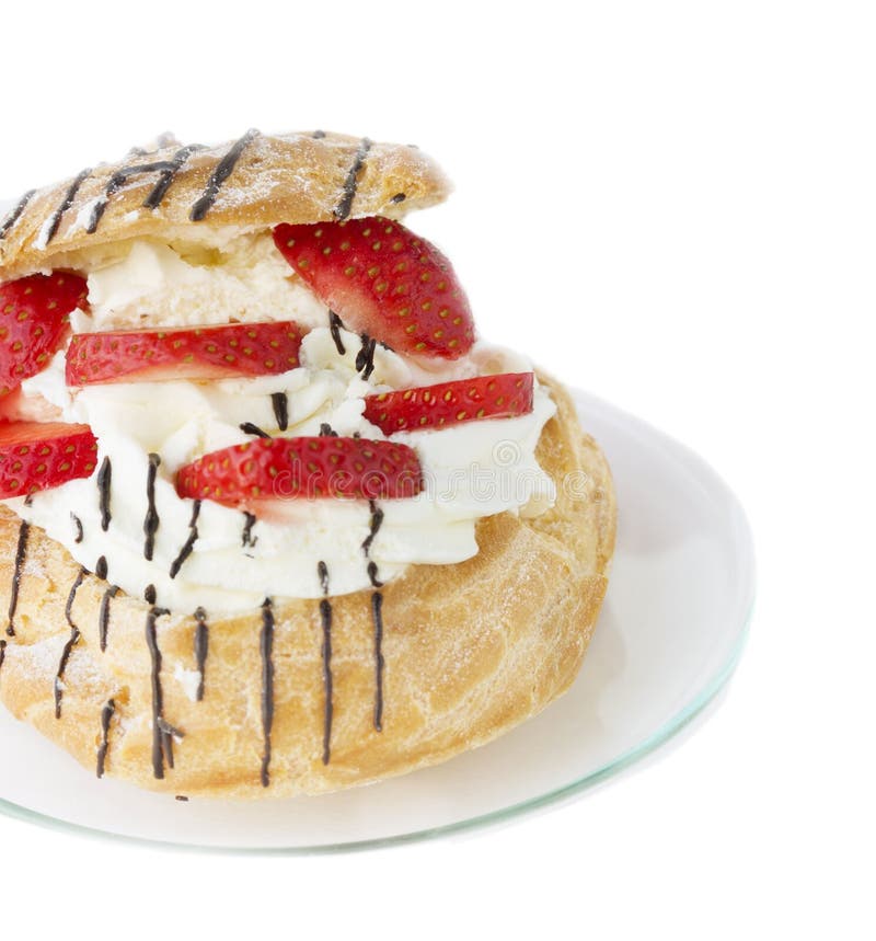 Germany Puffs with Strawberries,isolated Stock Photo - Image of ...