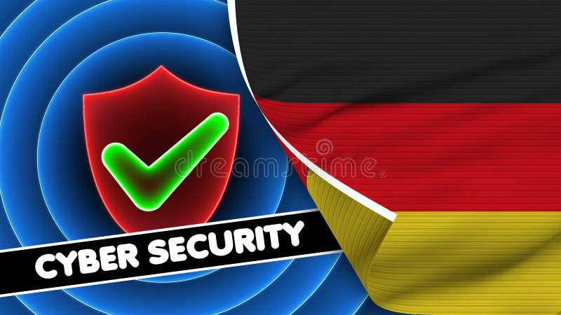 Germany Realistic Flag with Cyber Security Title Fabric Texture 3D ...