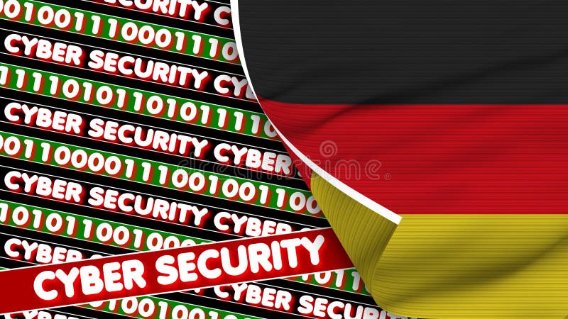 Germany Realistic Flag with Cyber Security Titles Fabric Texture 3D ...