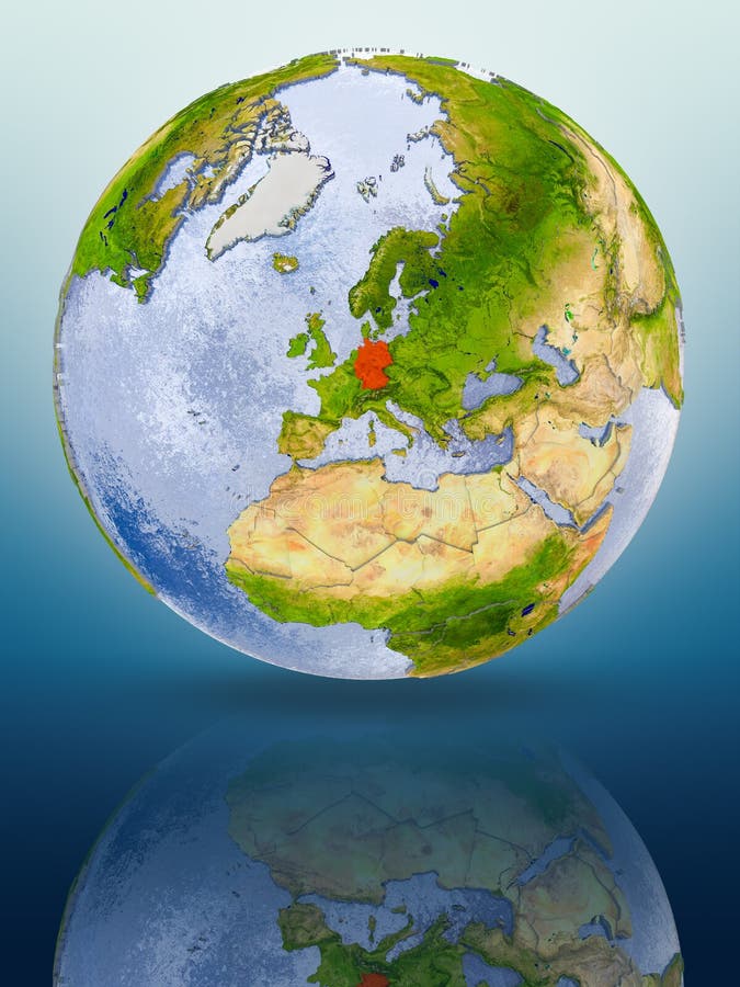 Germany on Globe Above Water Stock Illustration - Illustration of globe ...