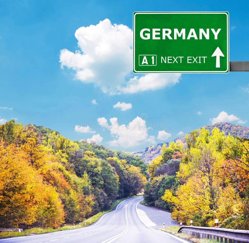 GERMANY Road Sign Against Clear Blue Sky Stock Image - Image of sign ...