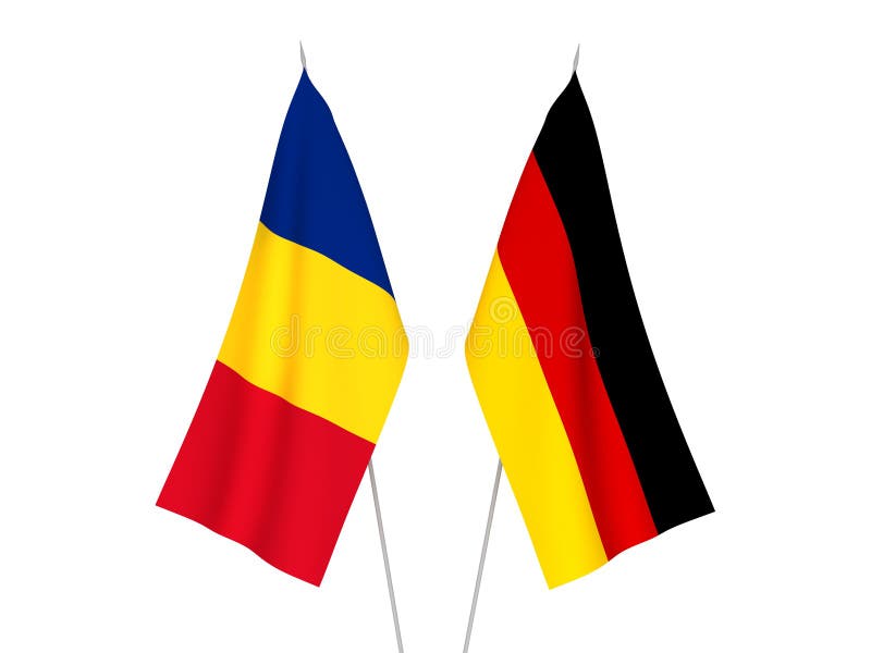 Germany and Romania Two Flags Textile Cloth, Fabric Texture Stock ...