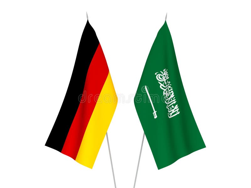 Germany and Saudi Arabia Two Flags Textile Cloth Fabric Texture Stock ...
