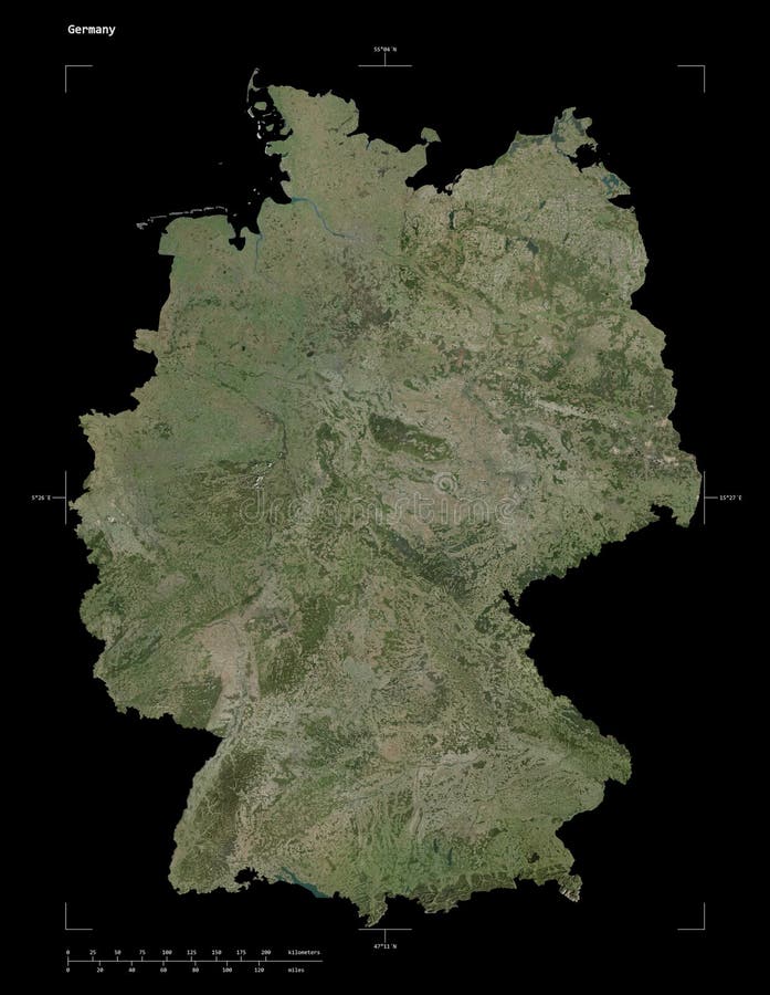 Germany Shape on Black. High-res Satellite Stock Illustration ...