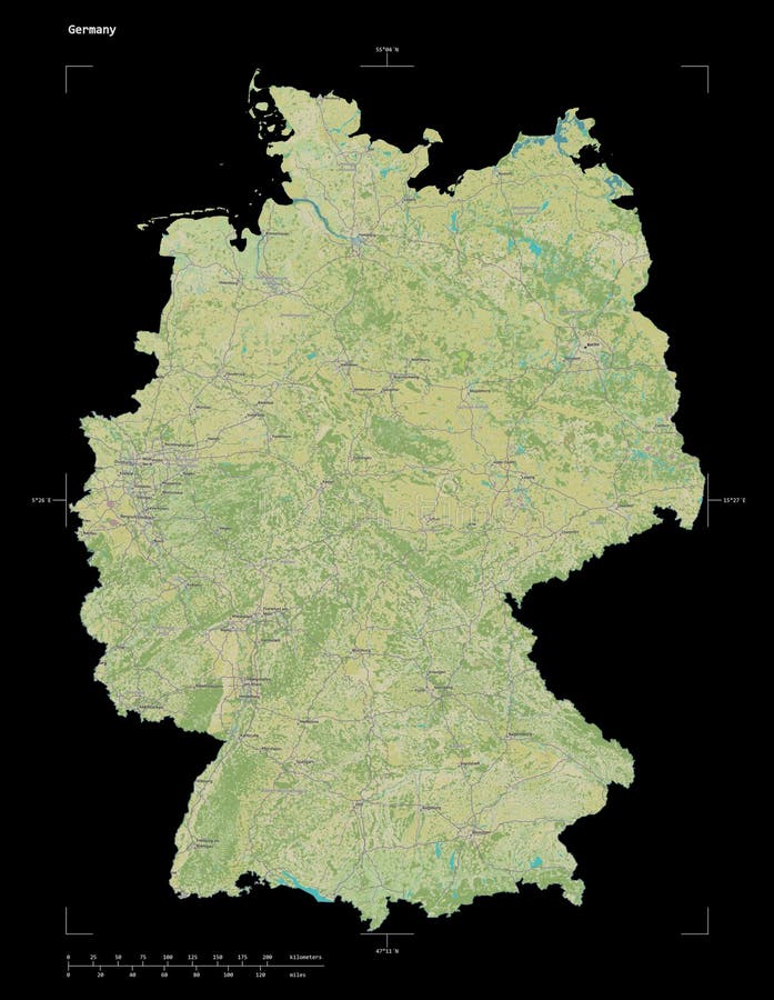 Germany Shape on Black. Topo Humanitarian Stock Illustration ...