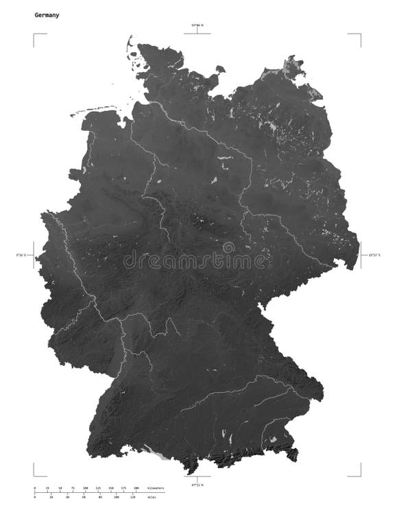 Germany Shape on White. Grayscale Stock Illustration - Illustration of ...