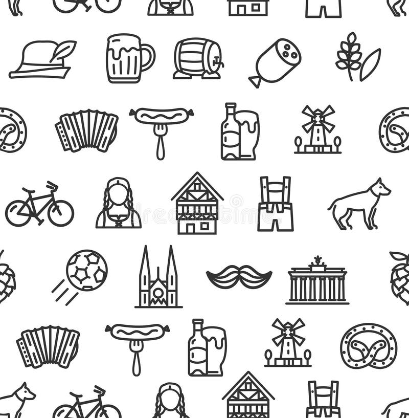German Culture Sign Black Thin Line Icon Set. Vector Stock Vector ...