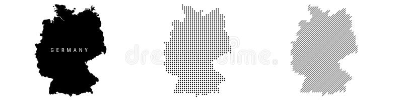 Germany Silhouette Map and Two Patterns of Dots and Slanted Lines. Flat ...