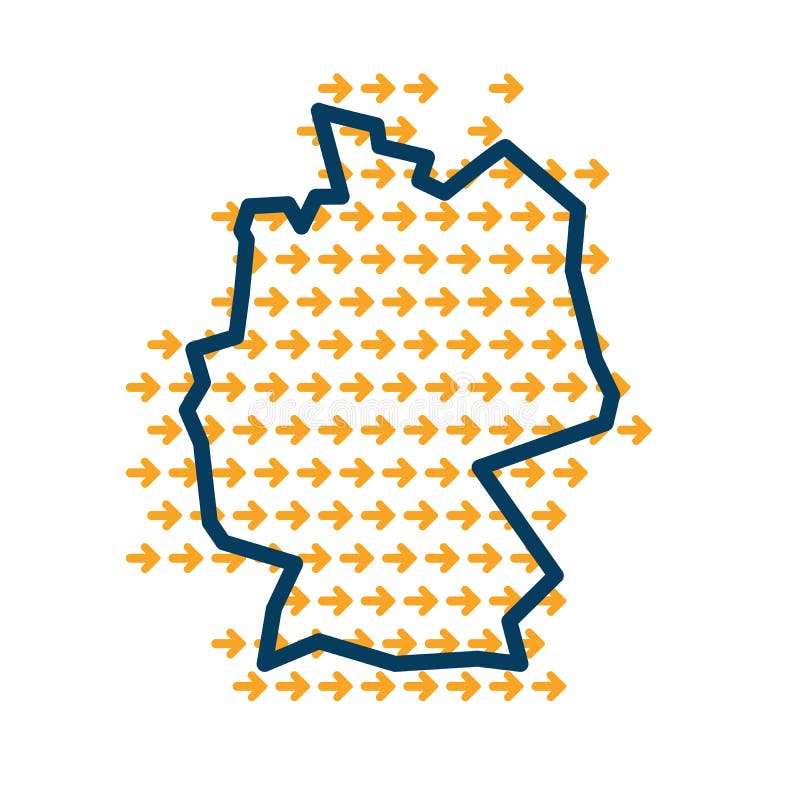 Germany Simple Outline Map with Yellow Direction Guide Arrows. Stock ...