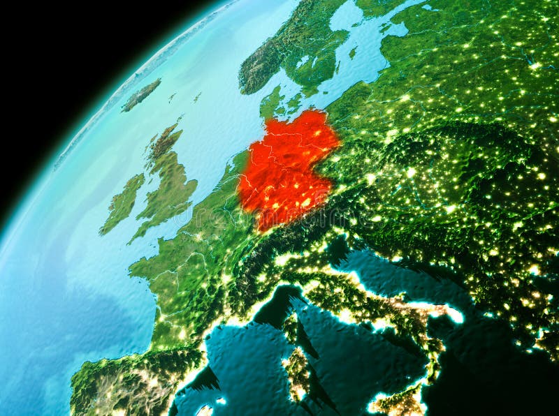 Germany from Space with Network Stock Illustration - Illustration of ...