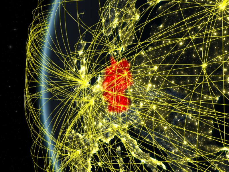 Germany from Space with Network Stock Illustration - Illustration of ...