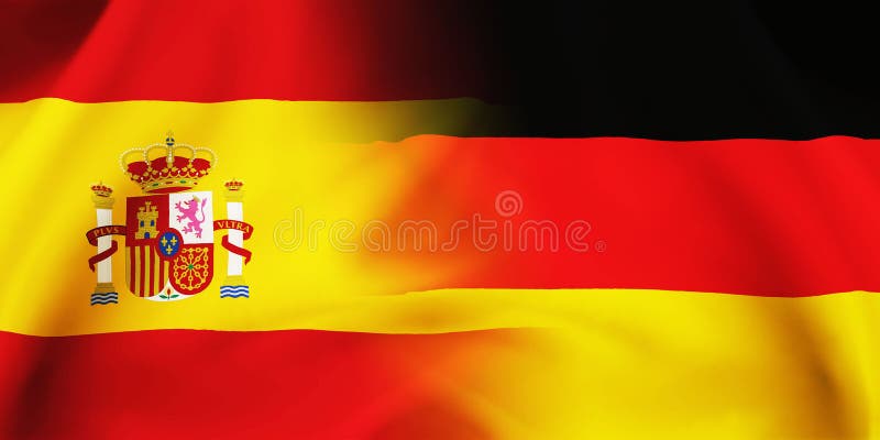 German,Spain Flag Together.Germany,Spanish Waving Flag Background Stock ...