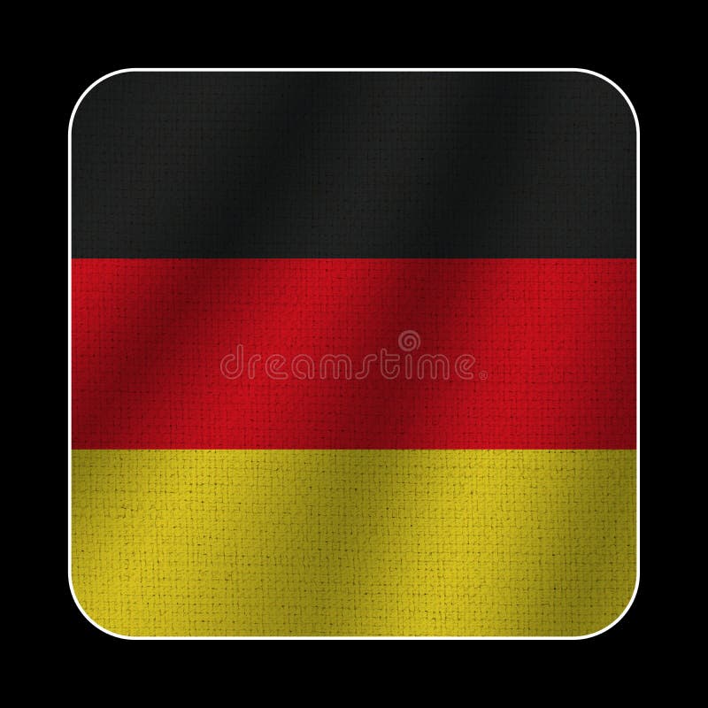 Germany Square Flag, Fabric Pattern Texture, Black Background, 3D ...