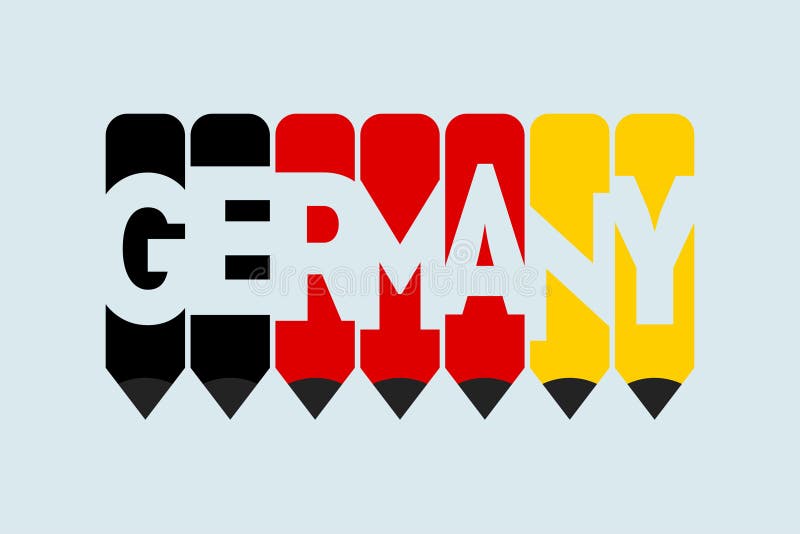 Germany Text with Pencil Symbol Creative Ideas Design. Germany Flag Color Concept Vector ...