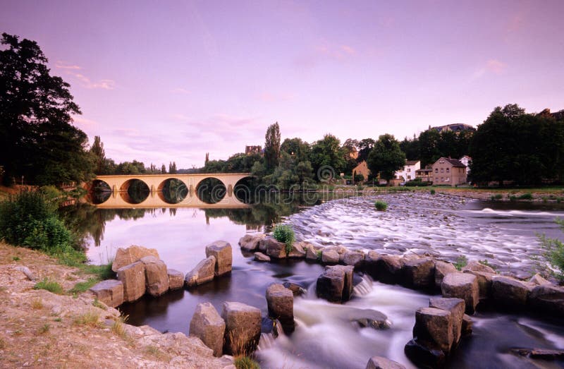 Germany,Thuringia,Saalfeld,Bridge Over Saale River Stock Image - Image ...