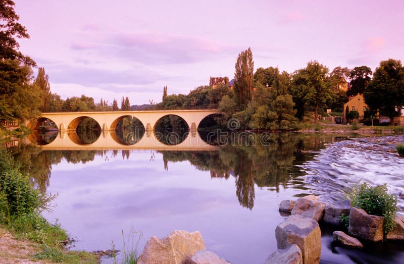 Germany,Thuringia,Saalfeld,Bridge Over Saale River Stock Image - Image ...