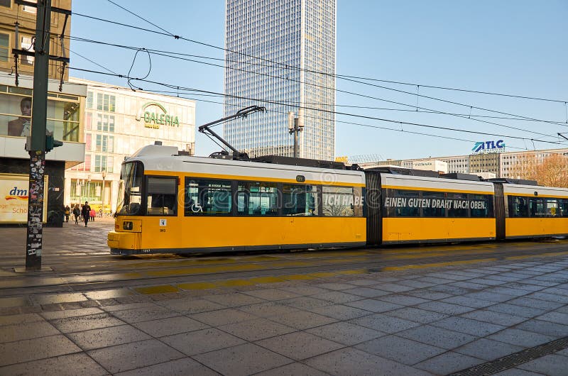 Germany. Tram on Alexanderplatz Square in Berlin. February 16, 2018 ...