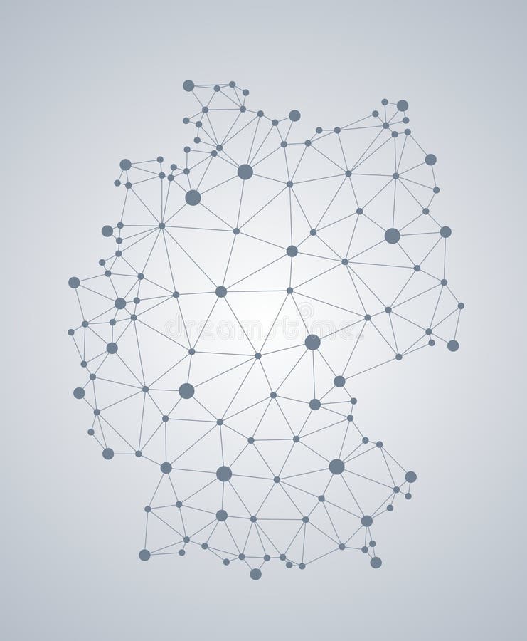 Germany Vector Polygon Map with Dots Stock Vector - Illustration of ...