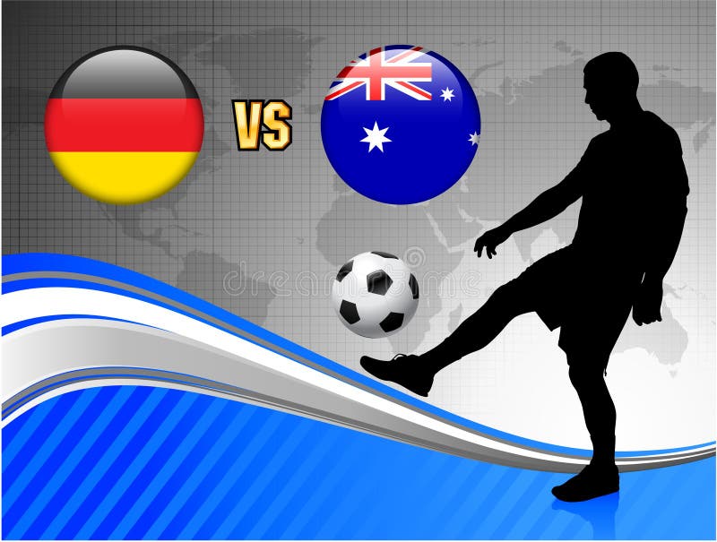 Germany Versus Australia on Blue Abstract World Map Background Stock ...