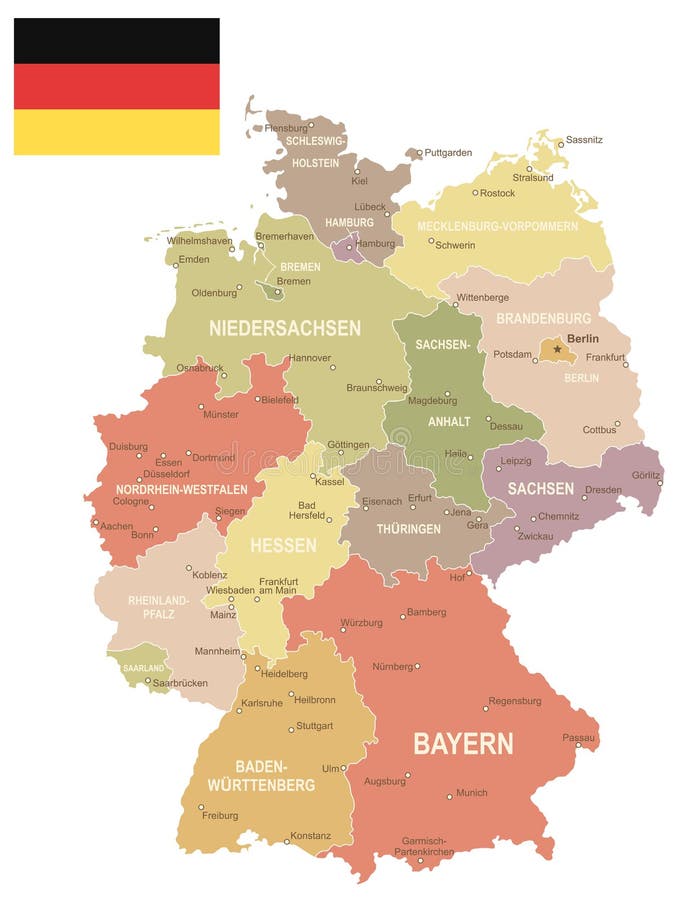 Germany Map - Yellow - Highly Detailed Vector Illustration Stock ...