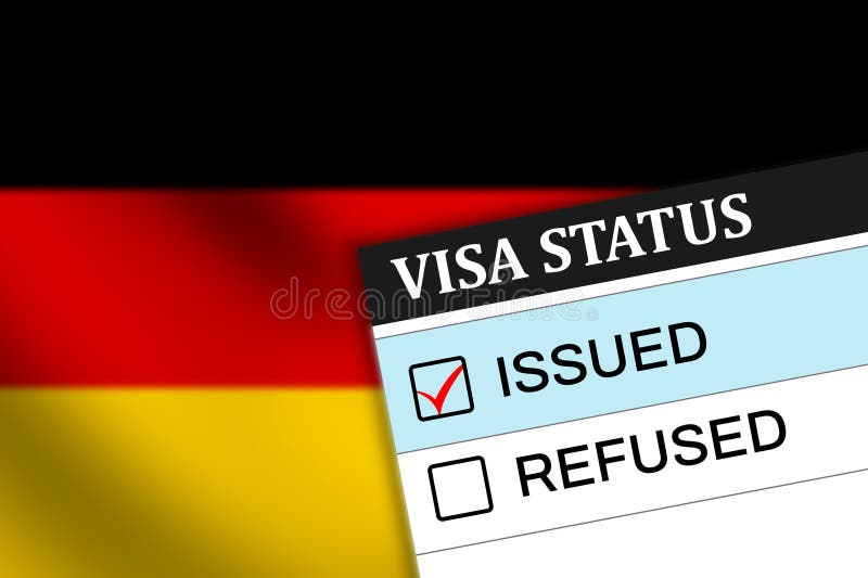 Germany Visa Issue with Red Tick in the Box, Waving Flag in the ...