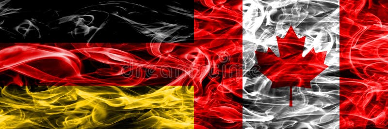 Germany Vs Canada Smoke Flags Placed Side by Side. German and Ca Stock ...