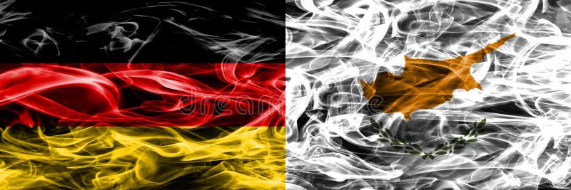 Germany Vs Cyprus Smoke Flags Placed Side by Side. German and Cyprus ...