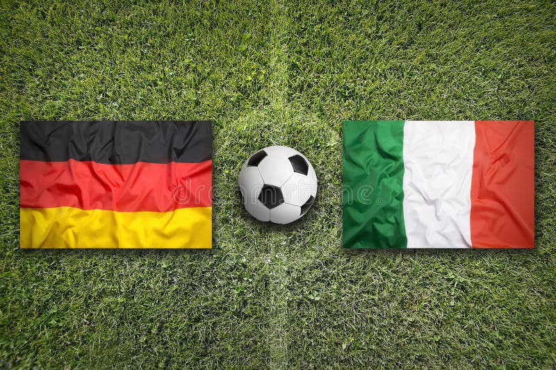 Germany Vs. Italy Flags on Soccer Field Stock Image - Image of national ...
